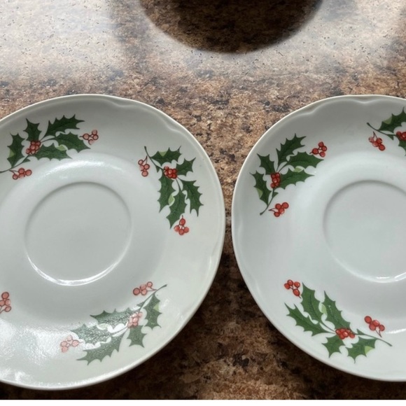 Apulum | Dining | Holly Berry China Porcelain Ware Saucers 4 | Poshmark